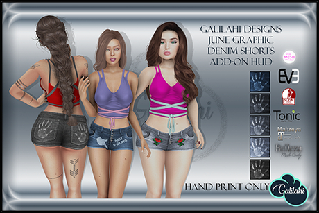 Second Life Marketplace - [*Galilahi*] June Graphic Add-On Hand Prints Texure Hud